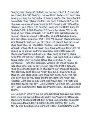 Chiến lược giá của vinamilk | DOCX