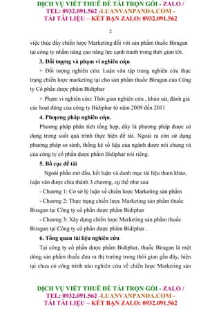 Chiến Lược Marketing Sản Phẩm Thuốc Biragan Tại Công Ty Dược Phẩm Bidiphar.doc