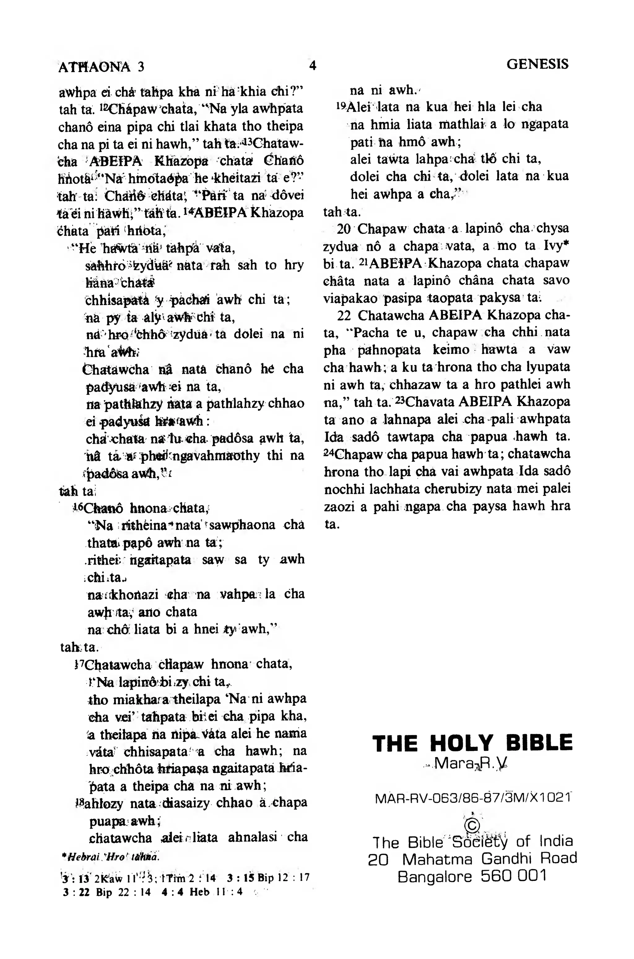 Chin mara bible genesis 1 | PDF