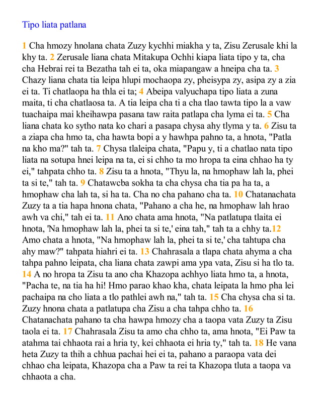 Chin mara bible gospel of john | PDF