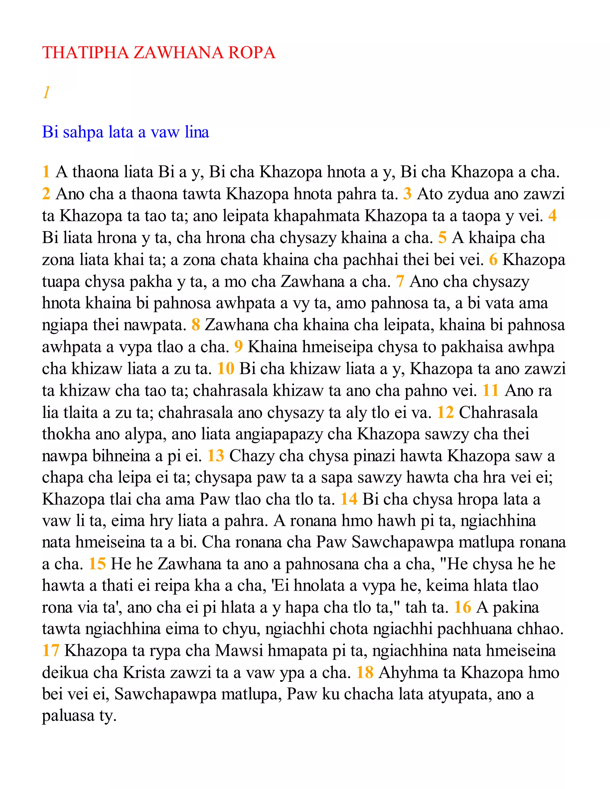 Chin mara bible gospel of john | PDF