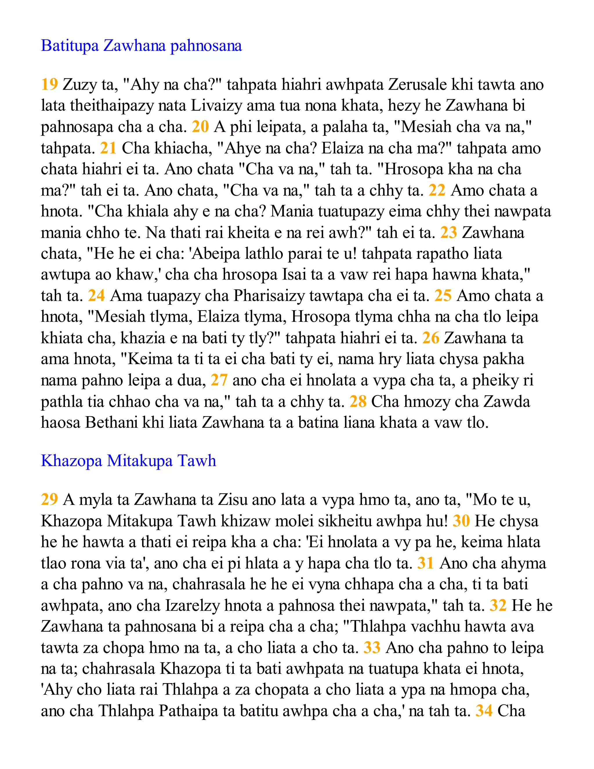 Chin mara bible gospel of john | PDF