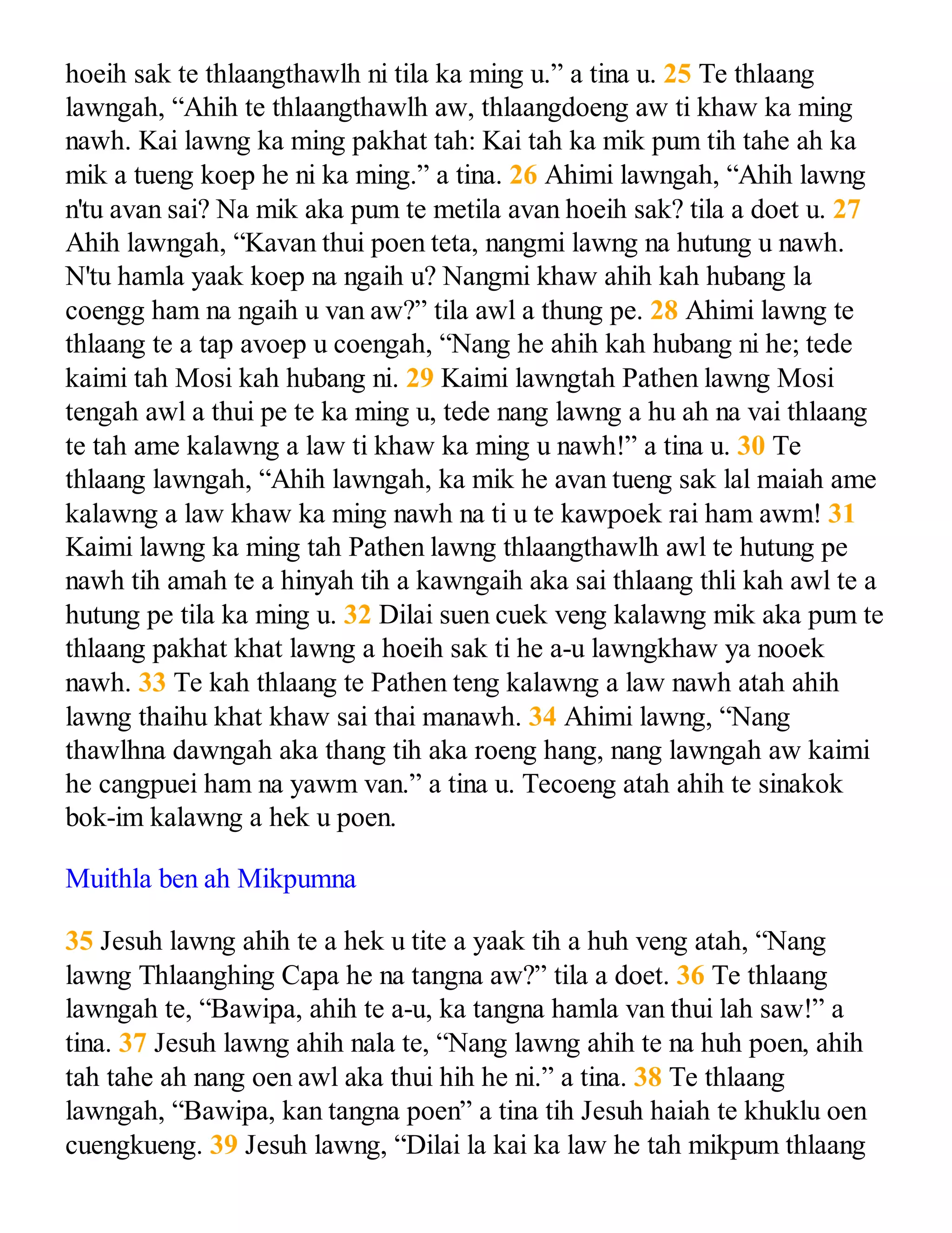 Chin matu bible gospel of john | PDF