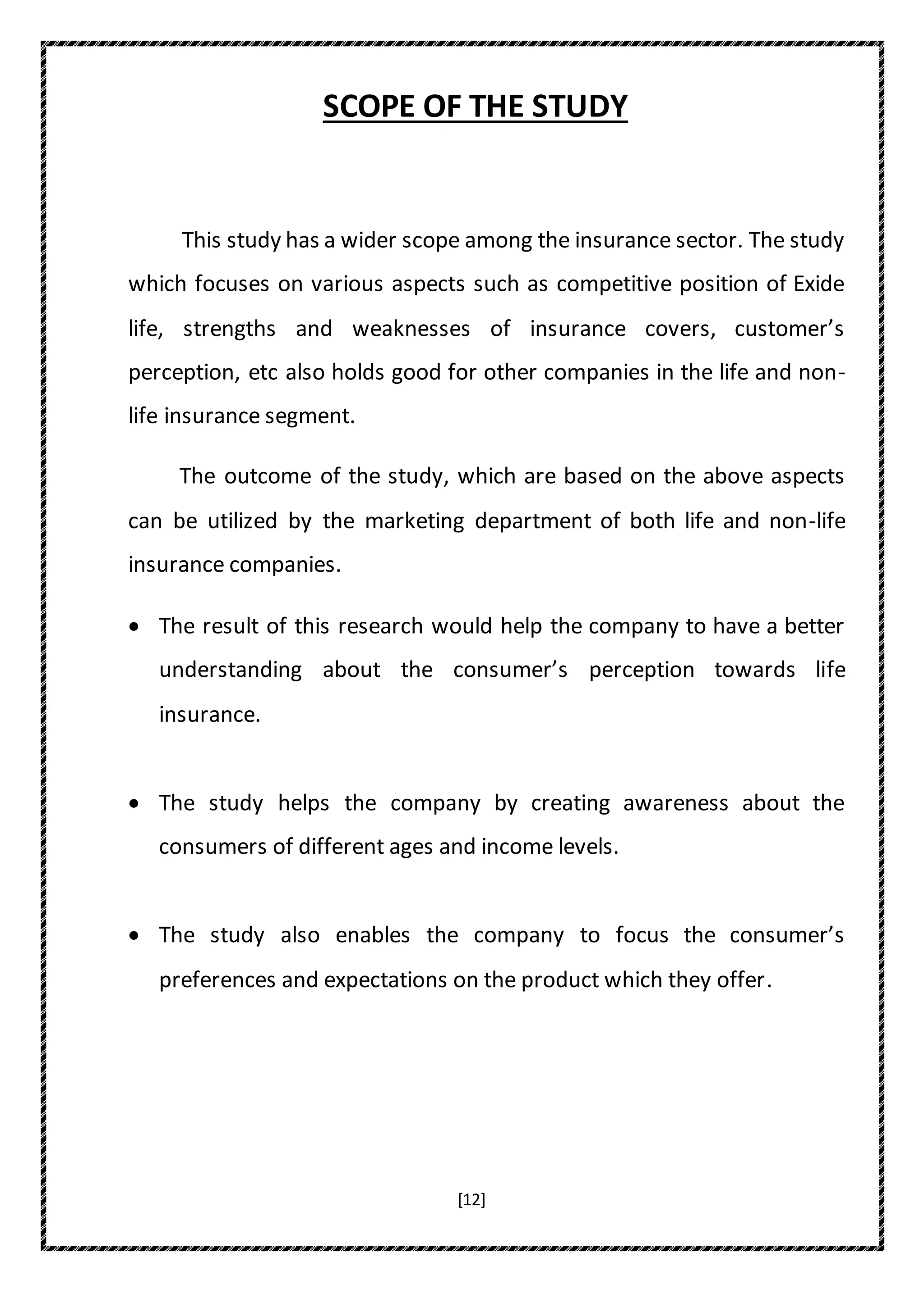 project report on customers perception towards insurance | DOCX