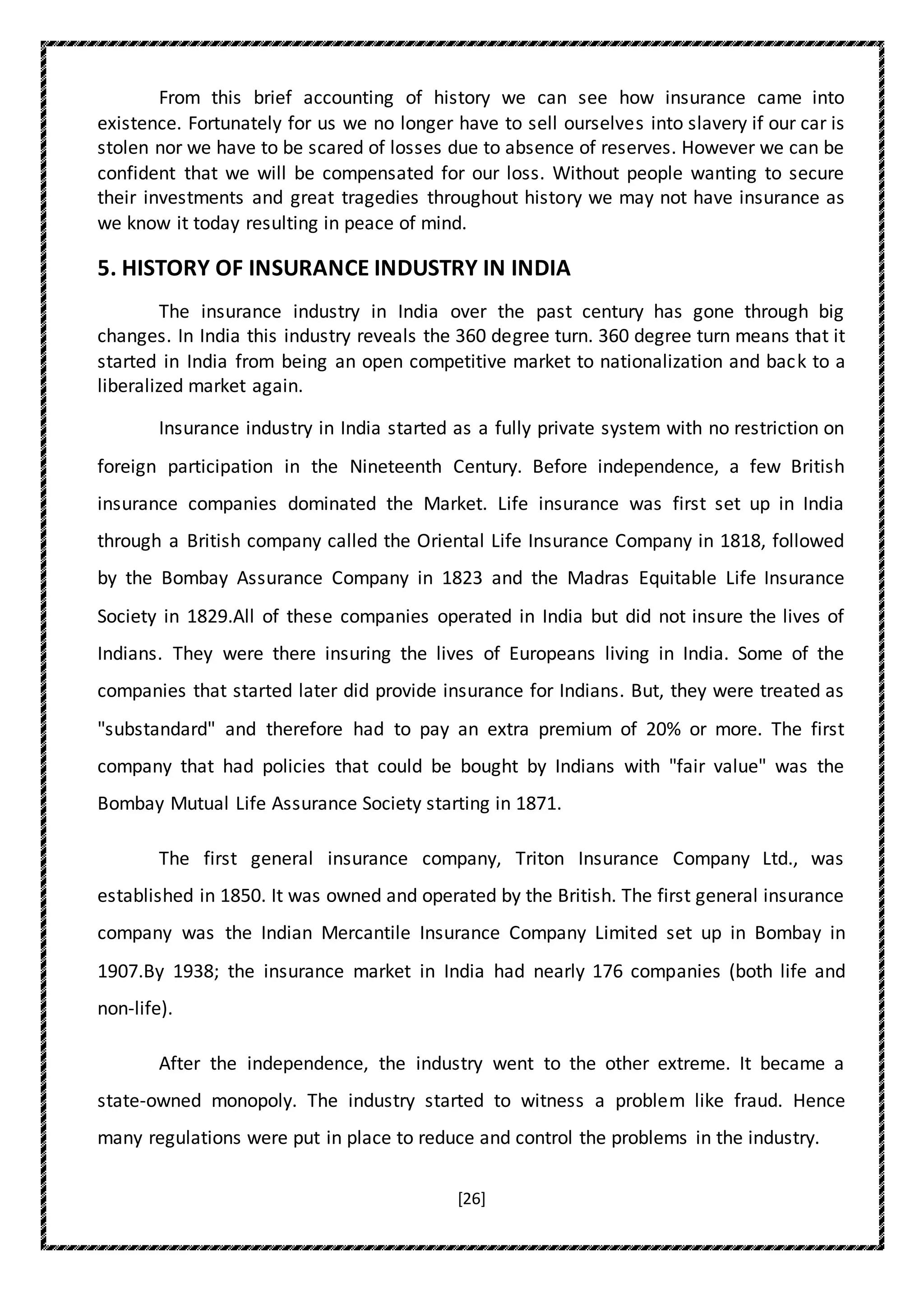 project report on customers perception towards insurance | DOCX
