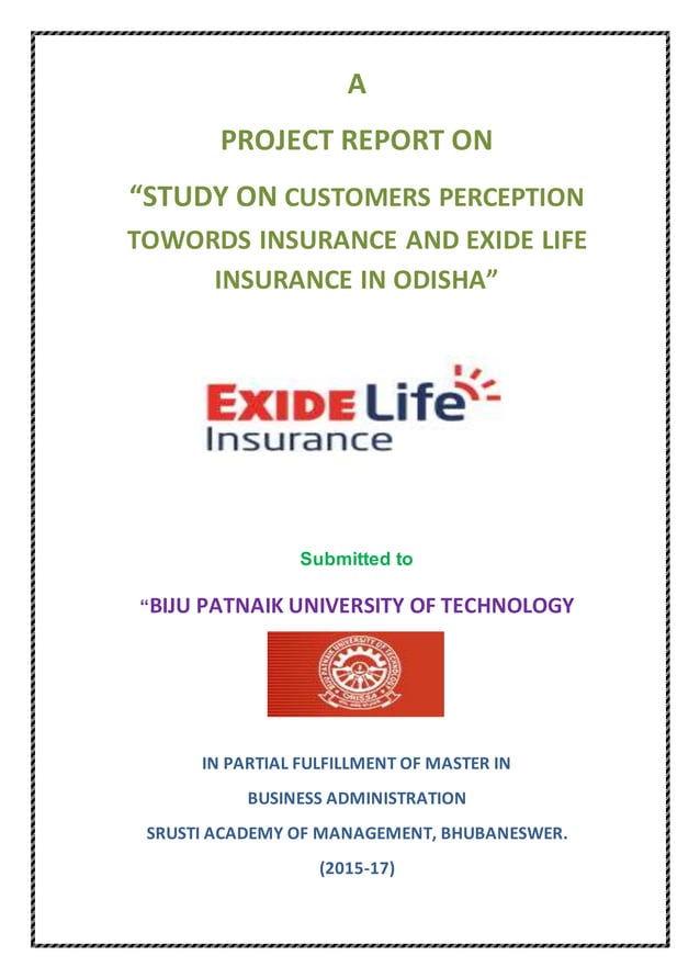 project report on customers perception towards insurance | DOCX | Life ...
