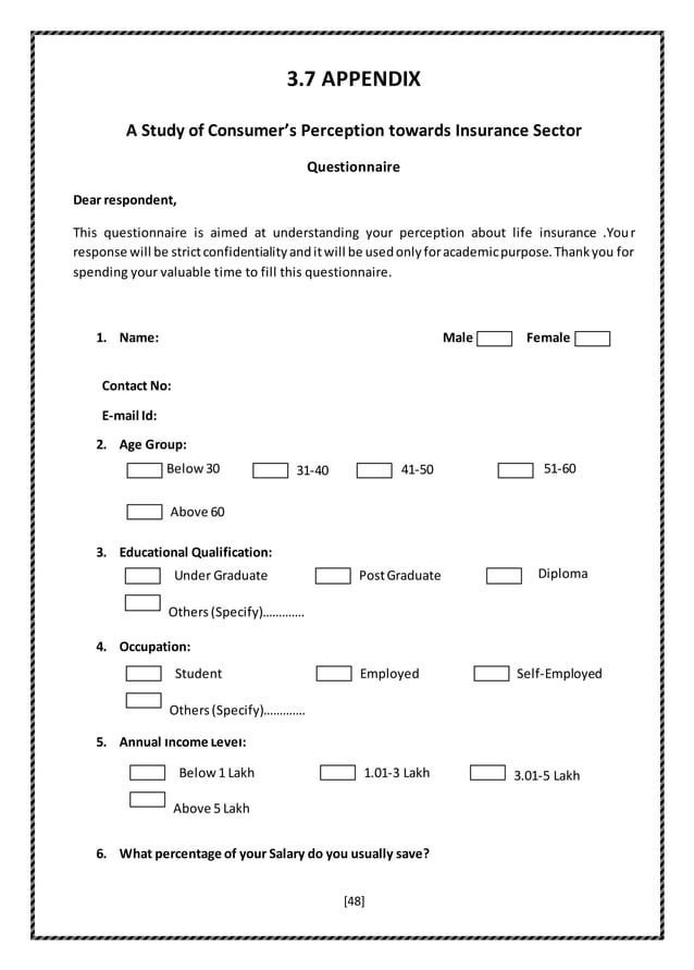 project report on customers perception towards insurance | DOCX | Life ...