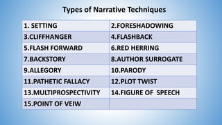 NARRATIVE TECHNIQUES- ENGLISH PPT.pptx