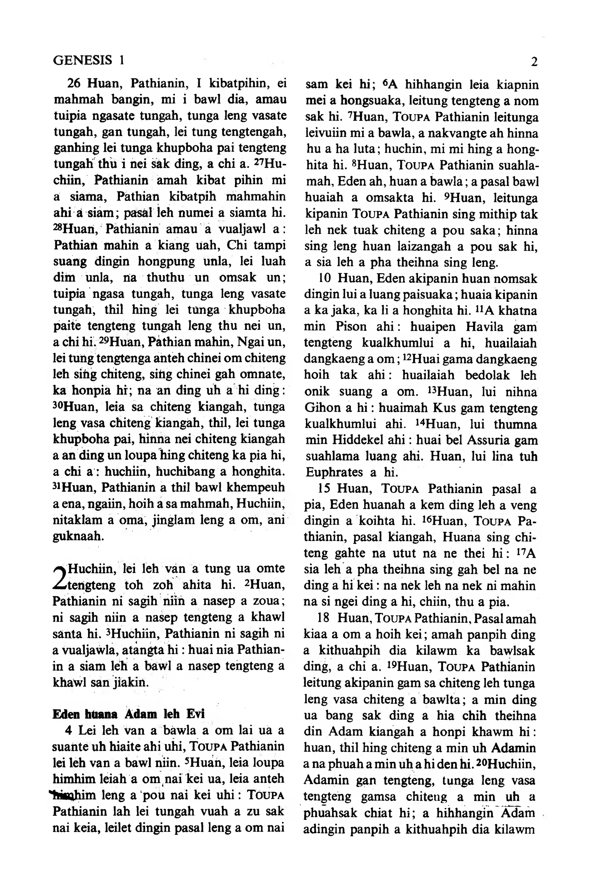 Chin paite bible genesis 1 | PDF