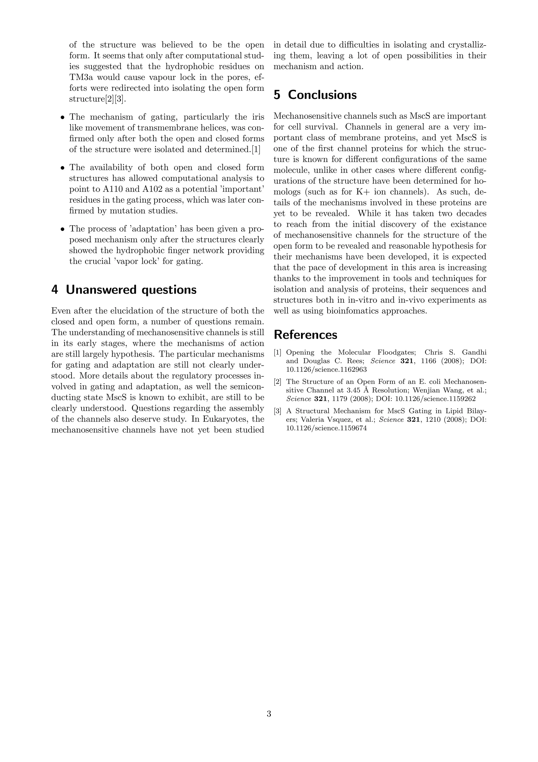 Mechanosensitive Channel of Small Conductance (MscS) | PDF | Chemistry ...