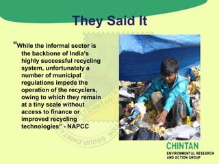 India - solid waste, disasters and informal recyclers - CHINTAN | PDF