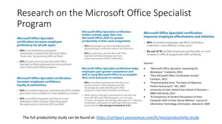 Microsoft Office Specialist Certifications Overview | PPTX
