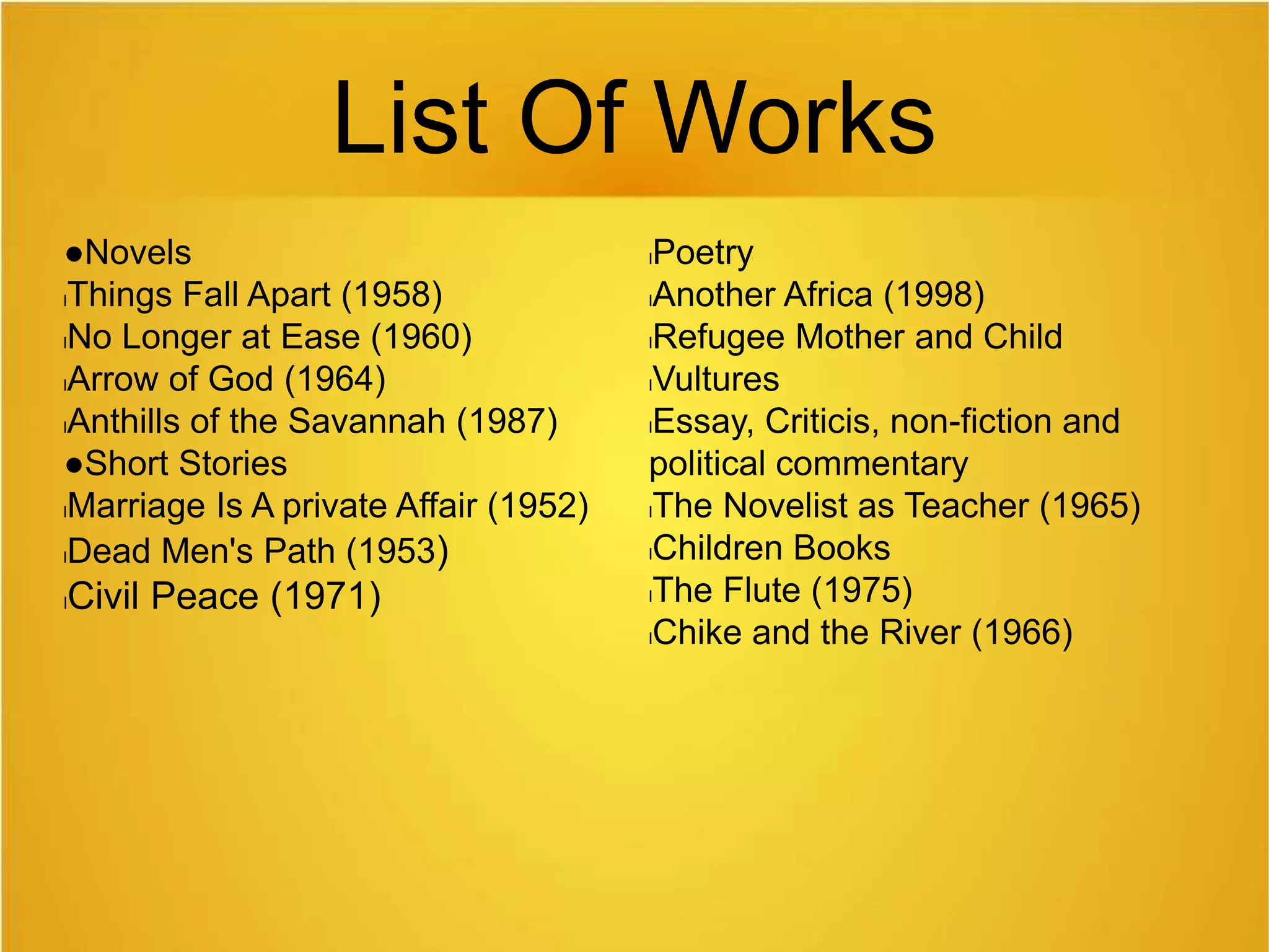 Biography Of Chinua achebe | PPTX