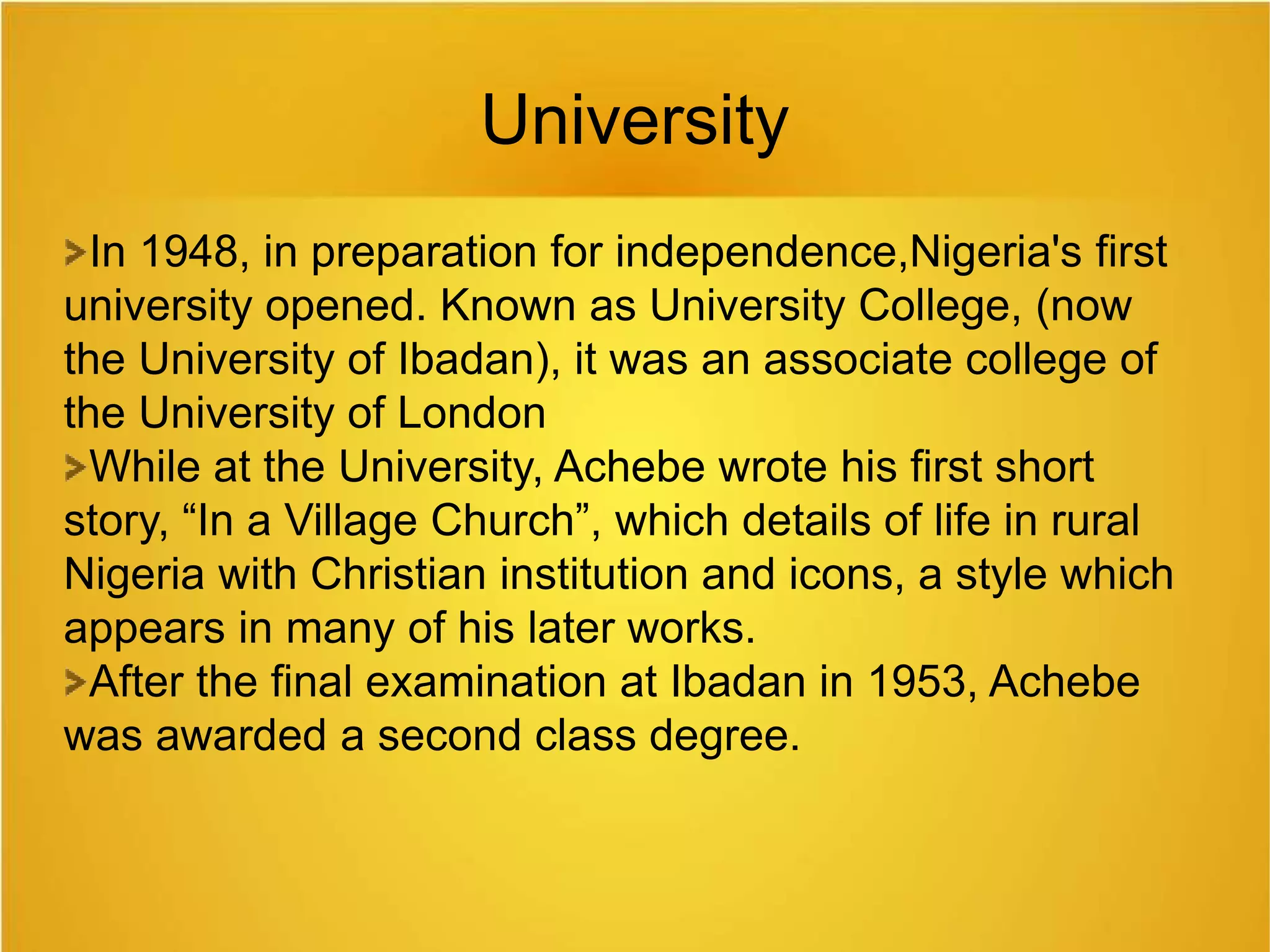 Biography Of Chinua achebe | PPTX