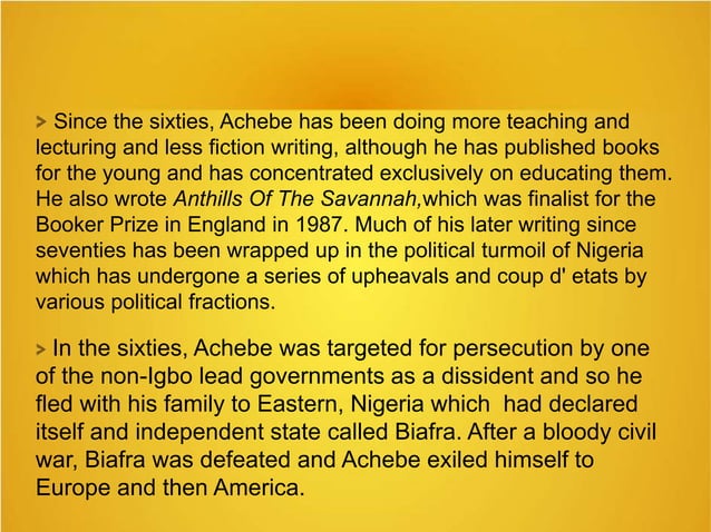 Biography Of Chinua achebe | PPTX