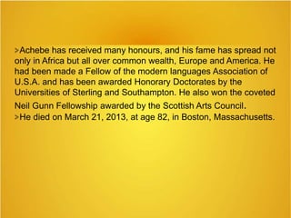 Biography Of Chinua achebe | PPTX