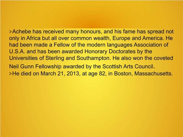 Biography Of Chinua achebe | PPTX
