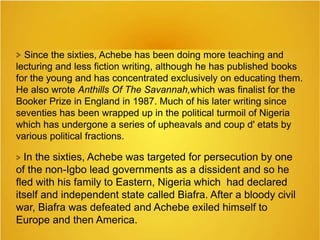 Biography Of Chinua achebe | PPT