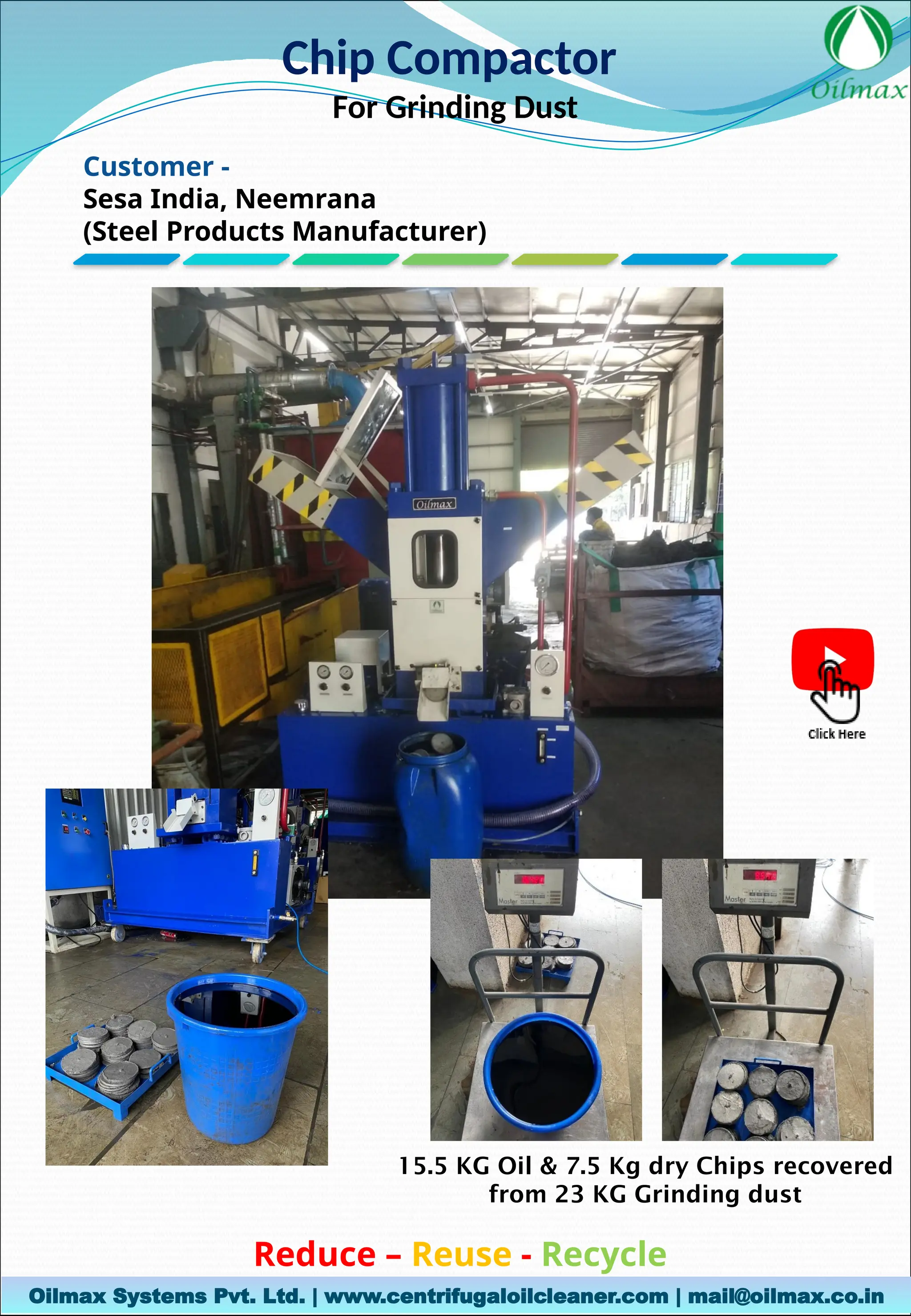 Chip Compactor - PPT (Useful for loose chips compaction & Waste ...