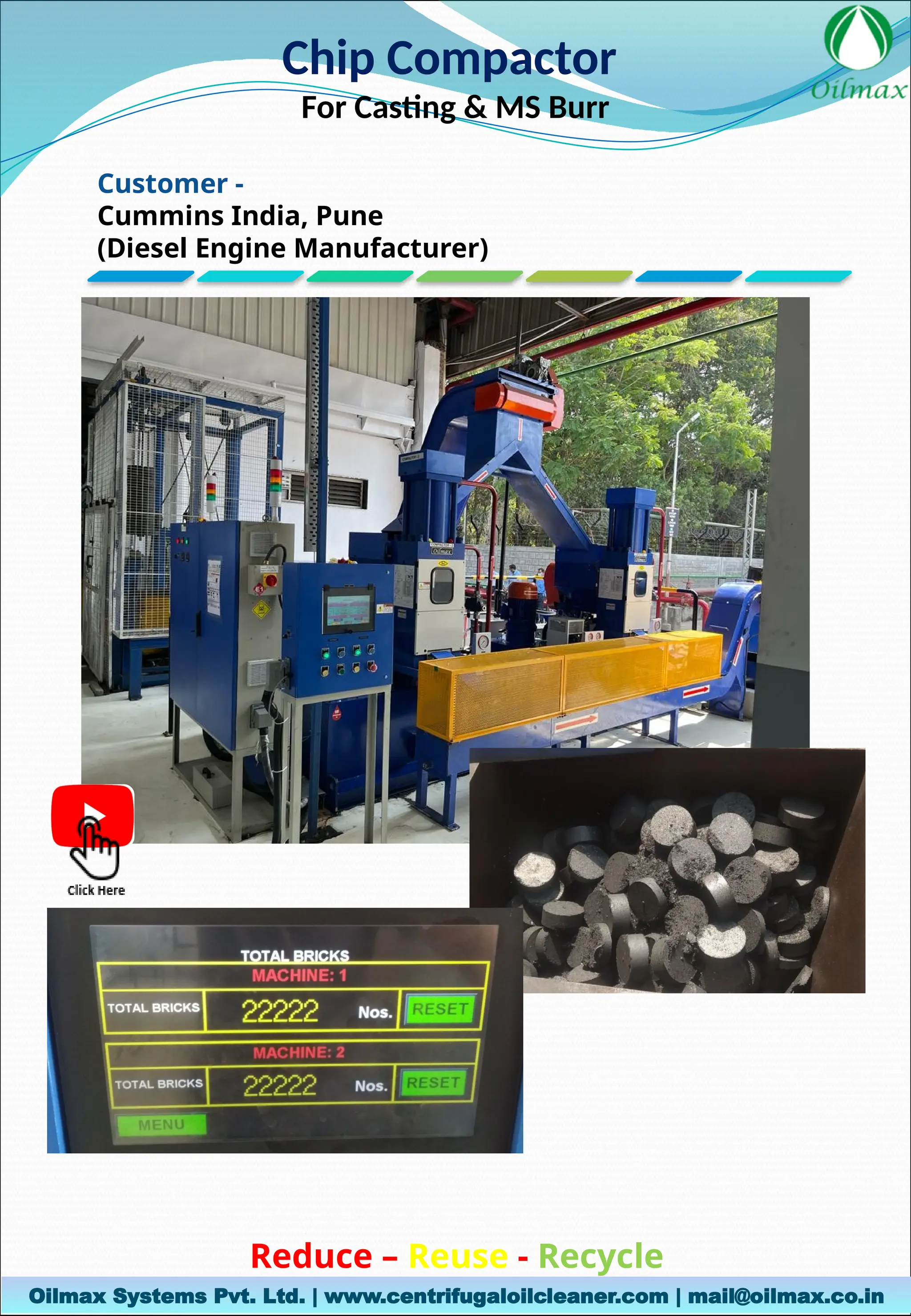 Chip Compactor - PPT (Useful for loose chips compaction & Waste ...