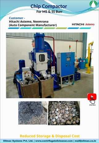 Chip Compactor - PPT (Useful for loose chips compaction & Waste ...