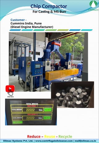 Chip Compactor - PPT (Useful for loose chips compaction & Waste ...