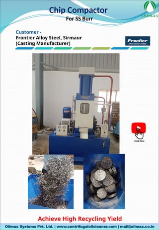 Chip Compactor - PPT (Useful for loose chips compaction & Waste ...