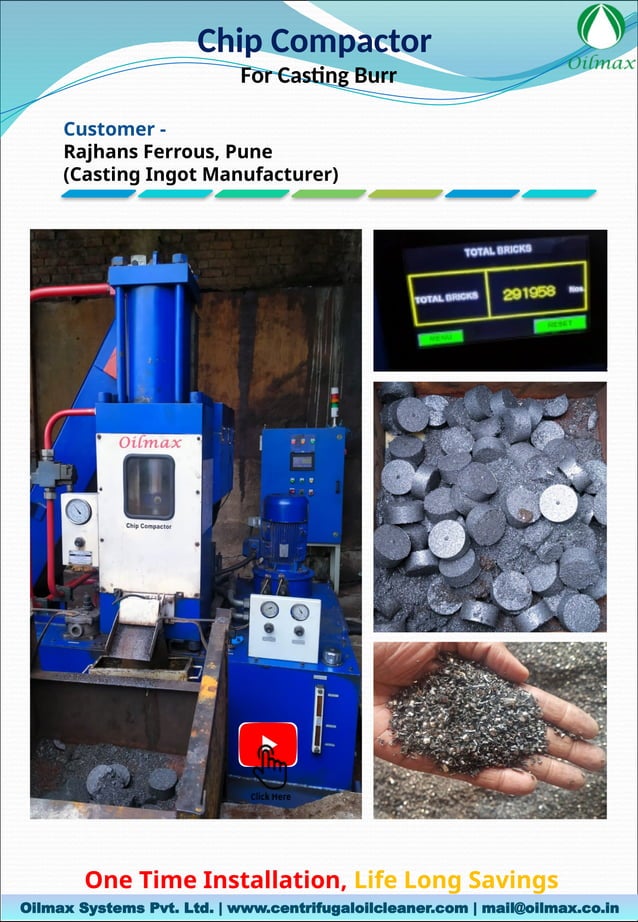 Chip Compactor - PPT (Useful for loose chips compaction & Waste ...