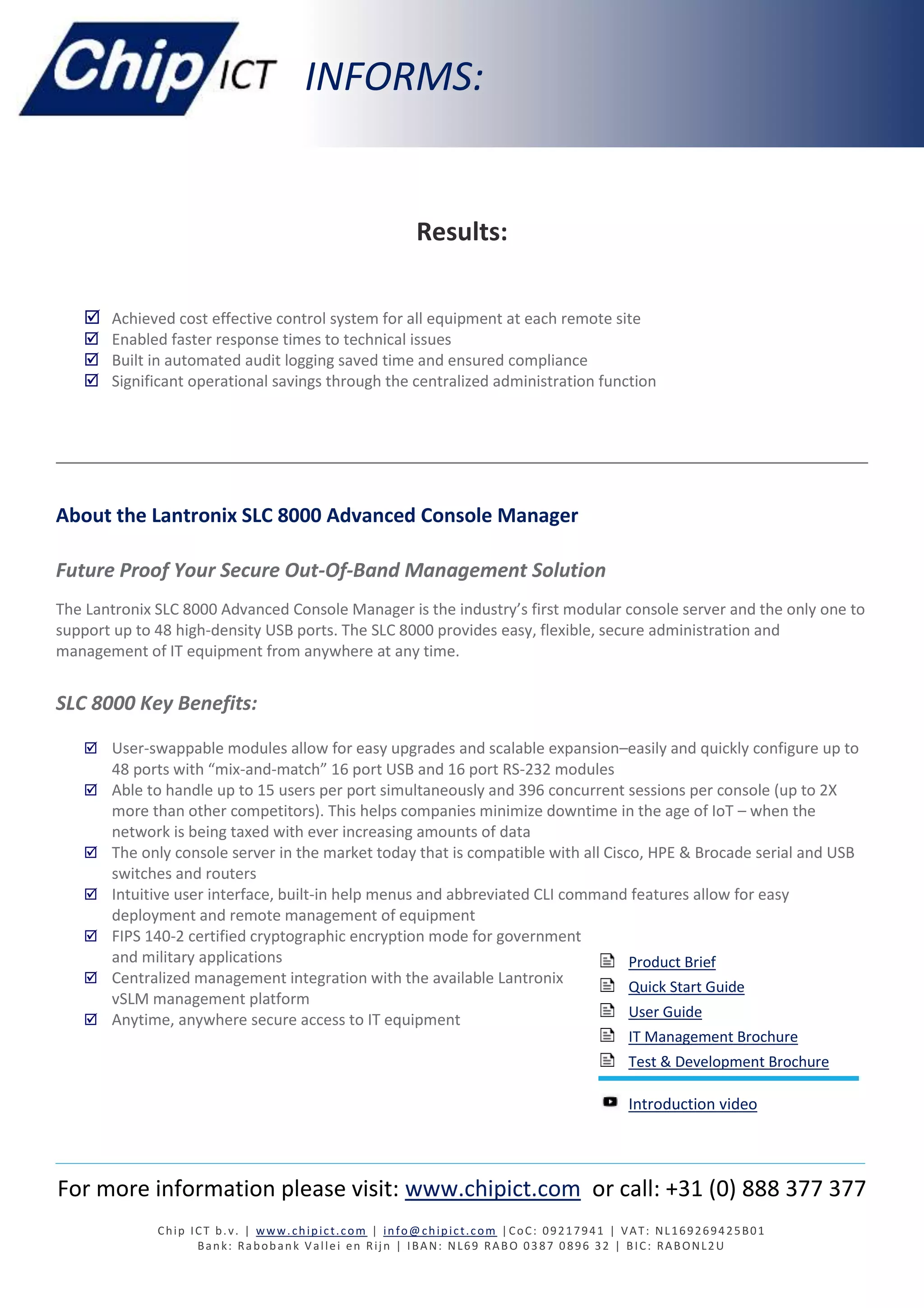 Chip Ict Informs Lantronix Slc 8000 Application Cable And Video Streaming Pdf