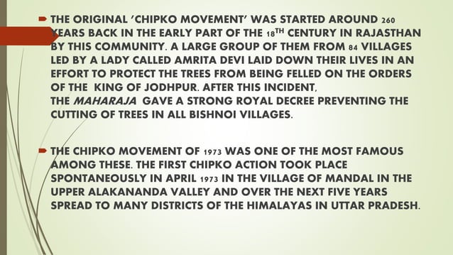 Chipko movement | PPTX | Hinduism | Religion & Spirituality