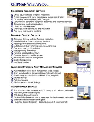 Chipman Information 2012 | PDF | Logistics and Transportation Industry | Industries