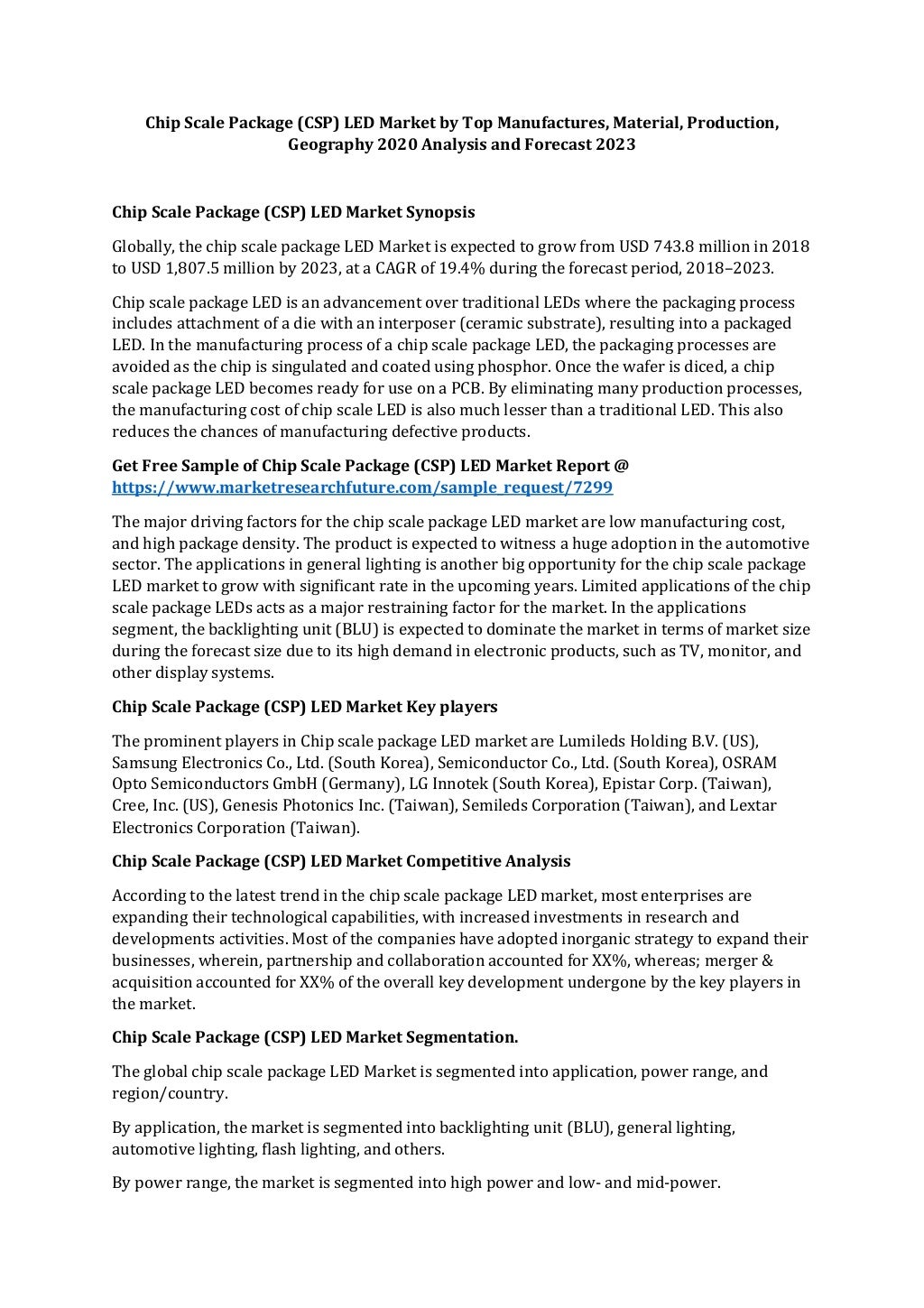 Chip scale package (csp) led market 1
