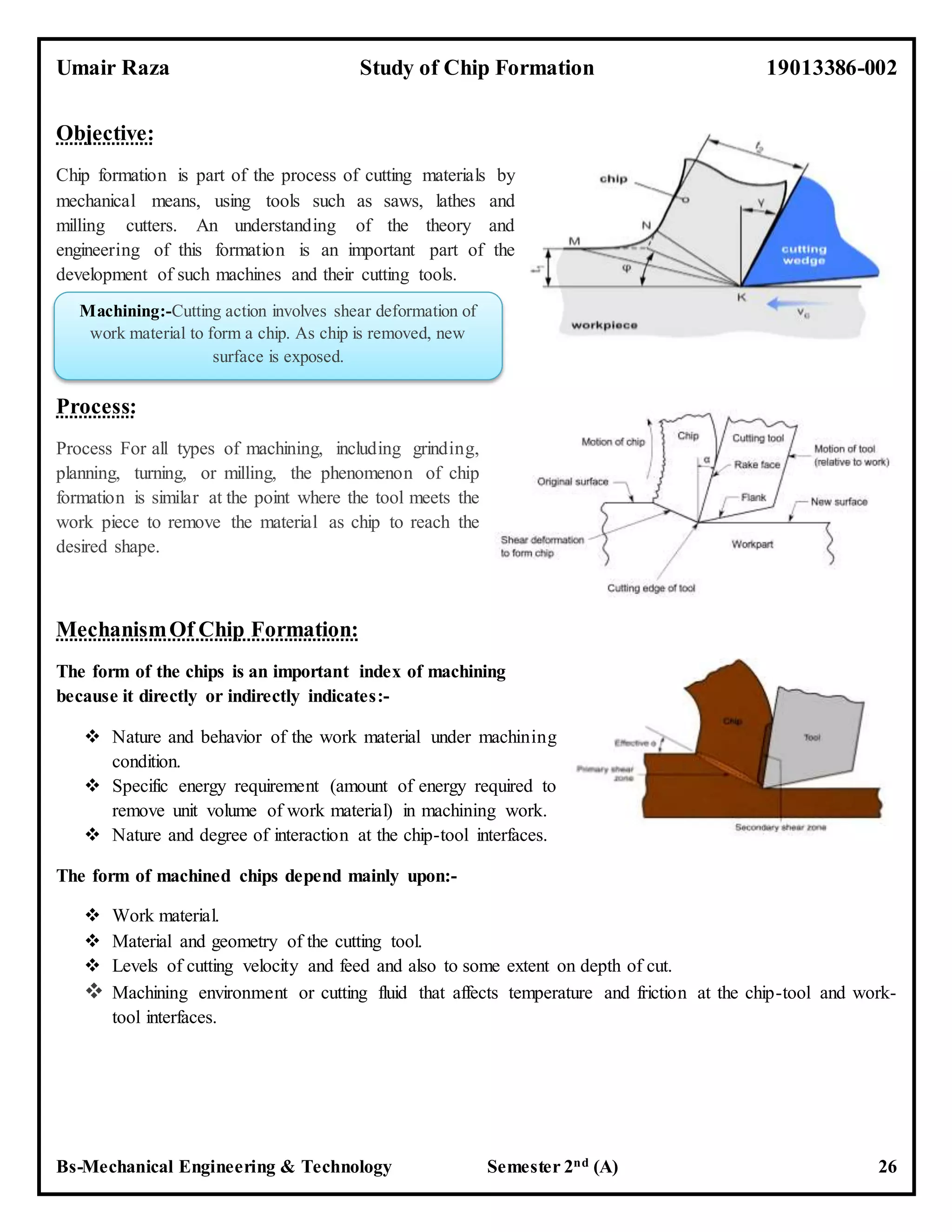 Chips formation & types by Engr. Umair raza | DOCX