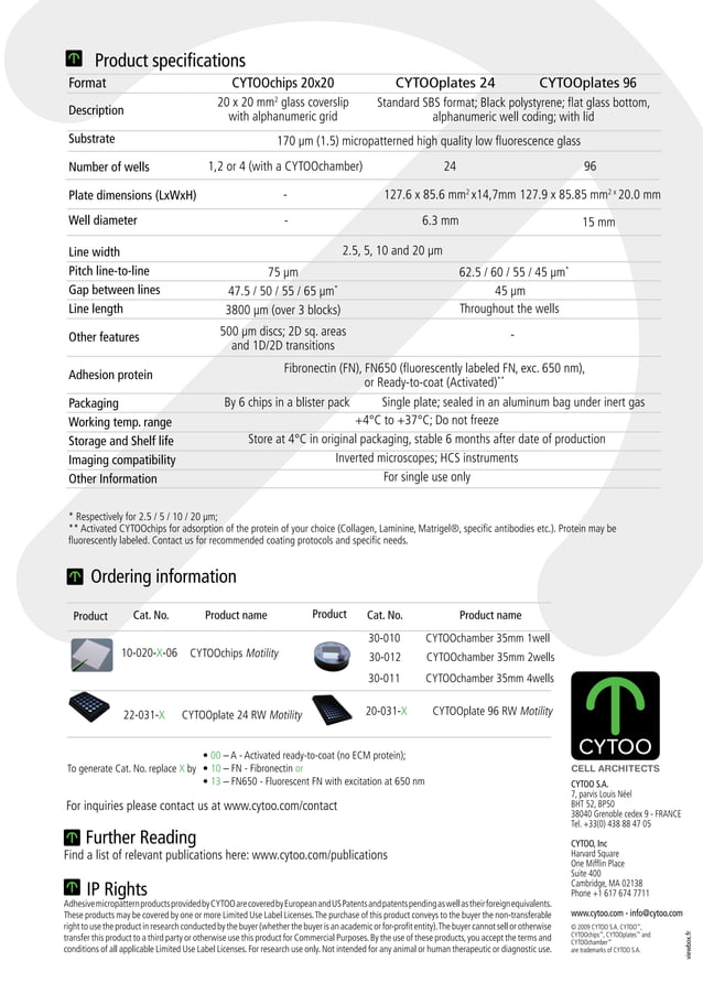 CYTOO chips&plates Motility | PDF