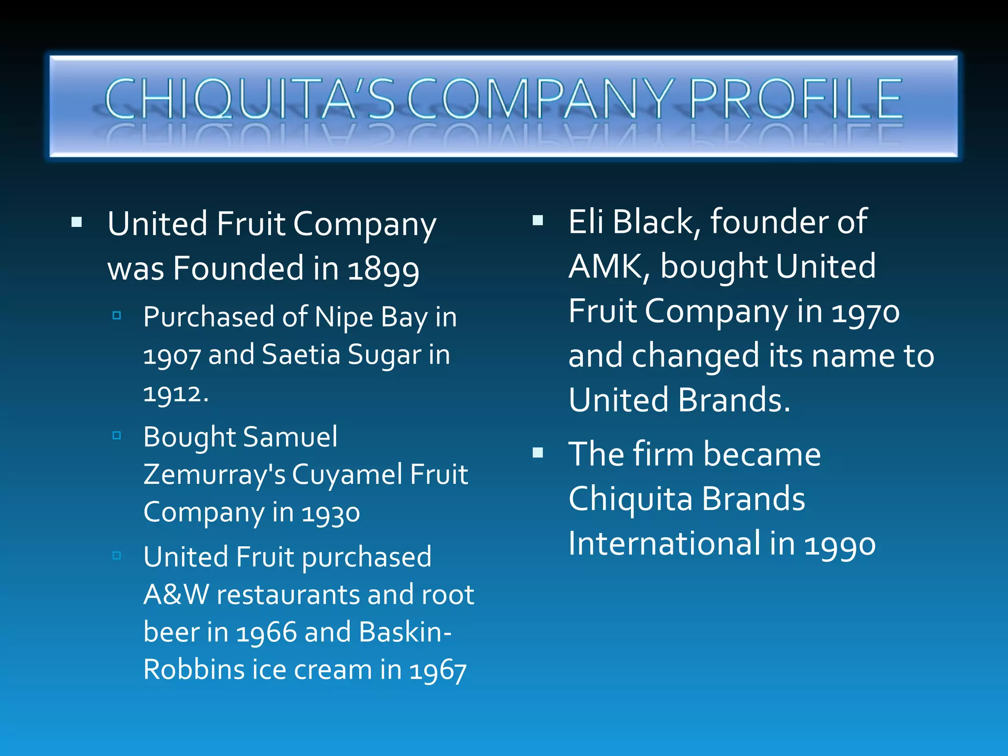 Chiquita Bananas: An Empire Built on Controversy | PPT