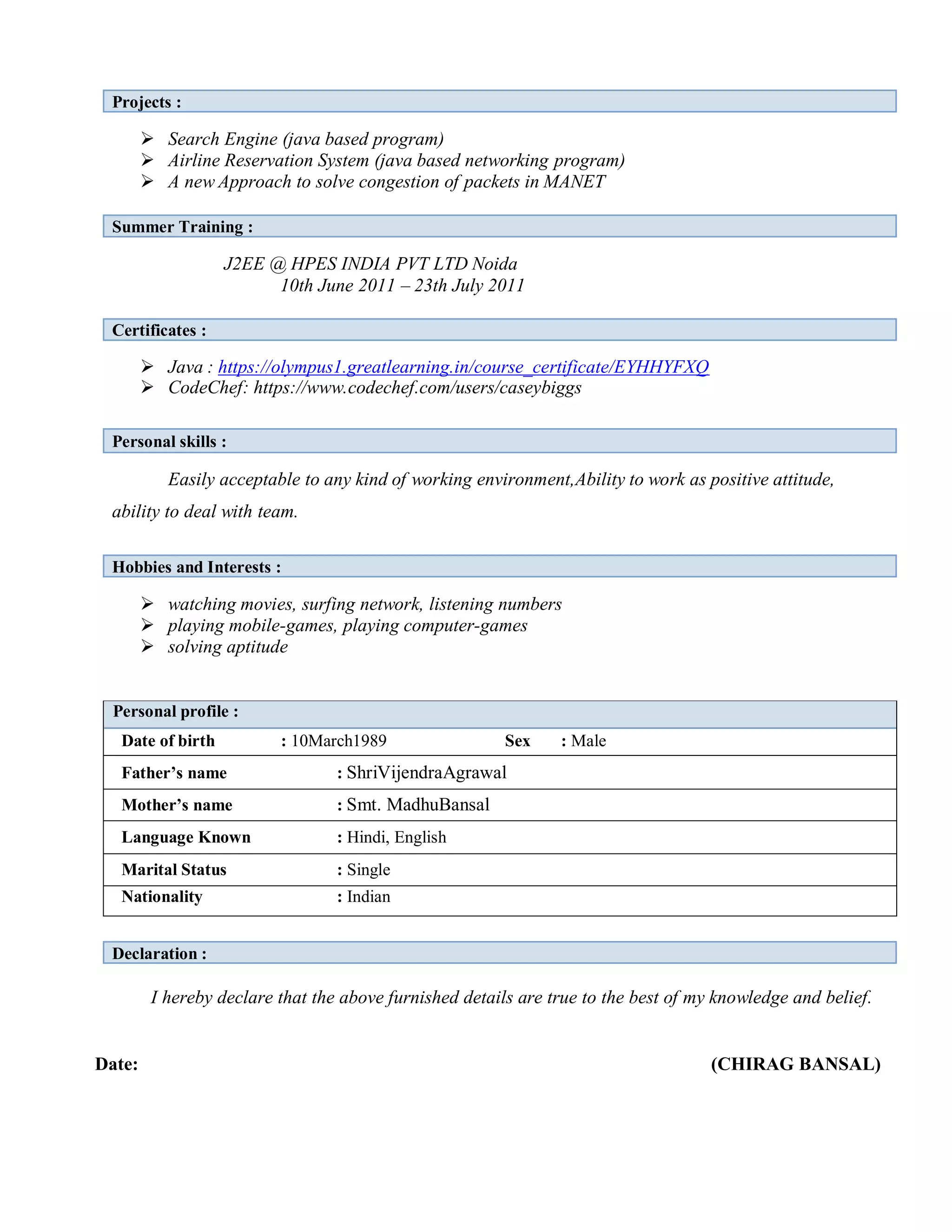 Chirag Bansal | PDF | Web Design and HTML | Internet