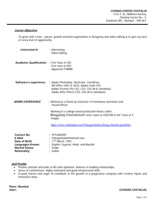 Chirag chitalia portfolio | PPT