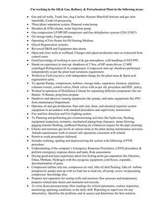 Chirag darji resume for production operator (oil & gas) | DOC