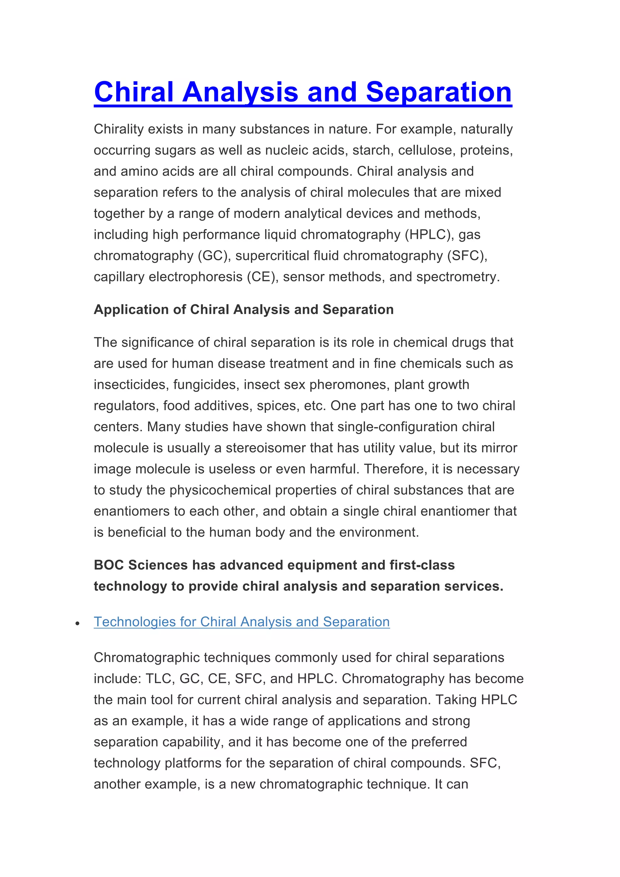 Chiral analysis and separation | PDF | Chemistry | Science