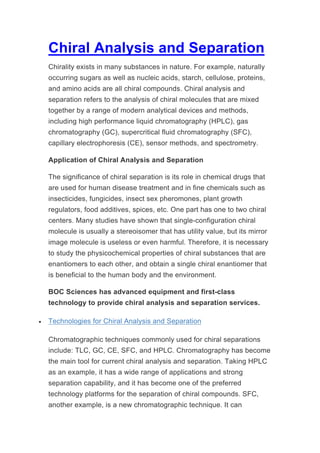 Chiral analysis and separation | PDF | Chemistry | Science
