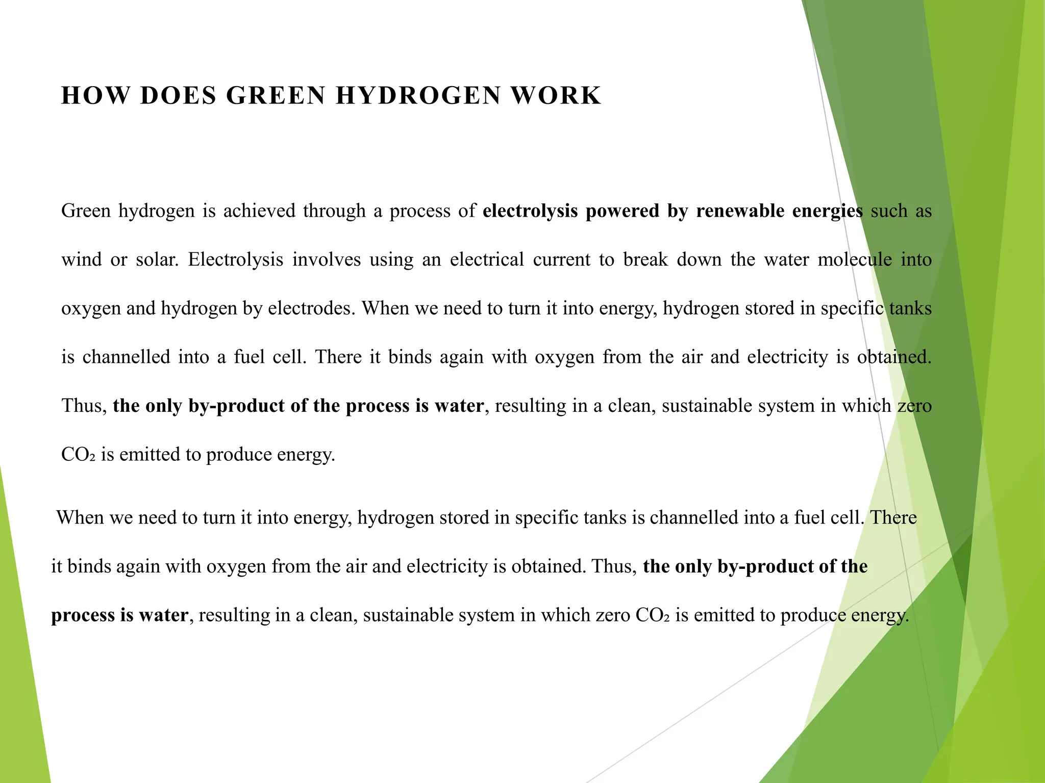 green hydrogen fuel cell ppt by chiranth | PPTX