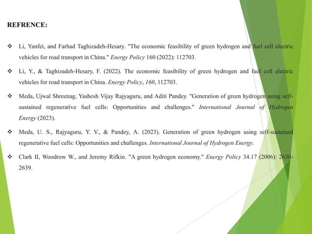 green hydrogen fuel cell ppt by chiranth | PPTX | Power and Energy Industry | Industries