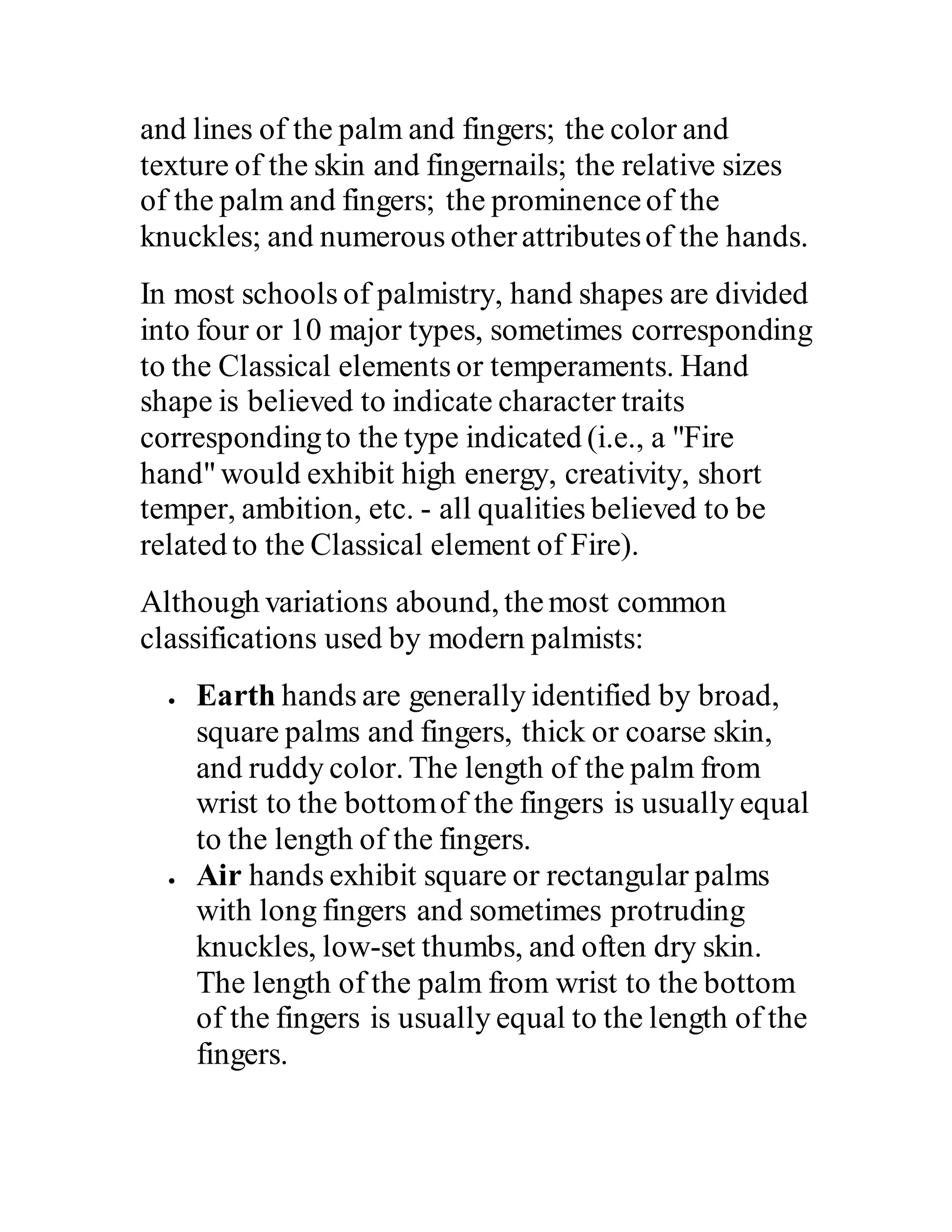 Chiromancy or hand shapes or minor lines. | PDF