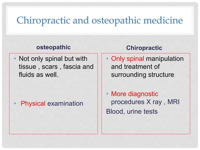 Chiropractic and osteopathic medicine | PPTX | Bone and Joint Conditions | Diseases and Conditions