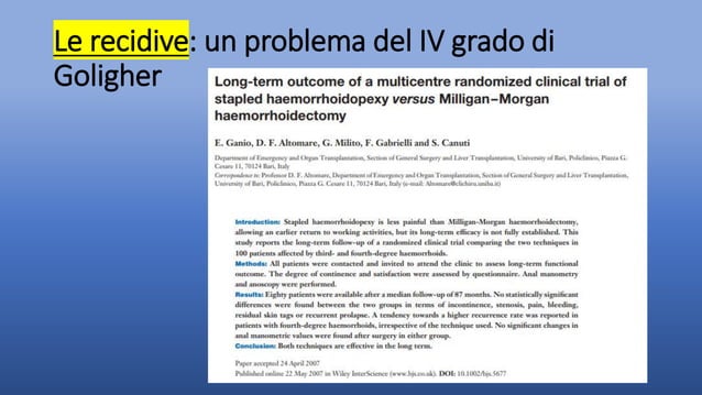 EMORROIDI:CHIRURGIA RESETTIVA (MILLIGAN MORGAN – FERGUSON –1.pptx
