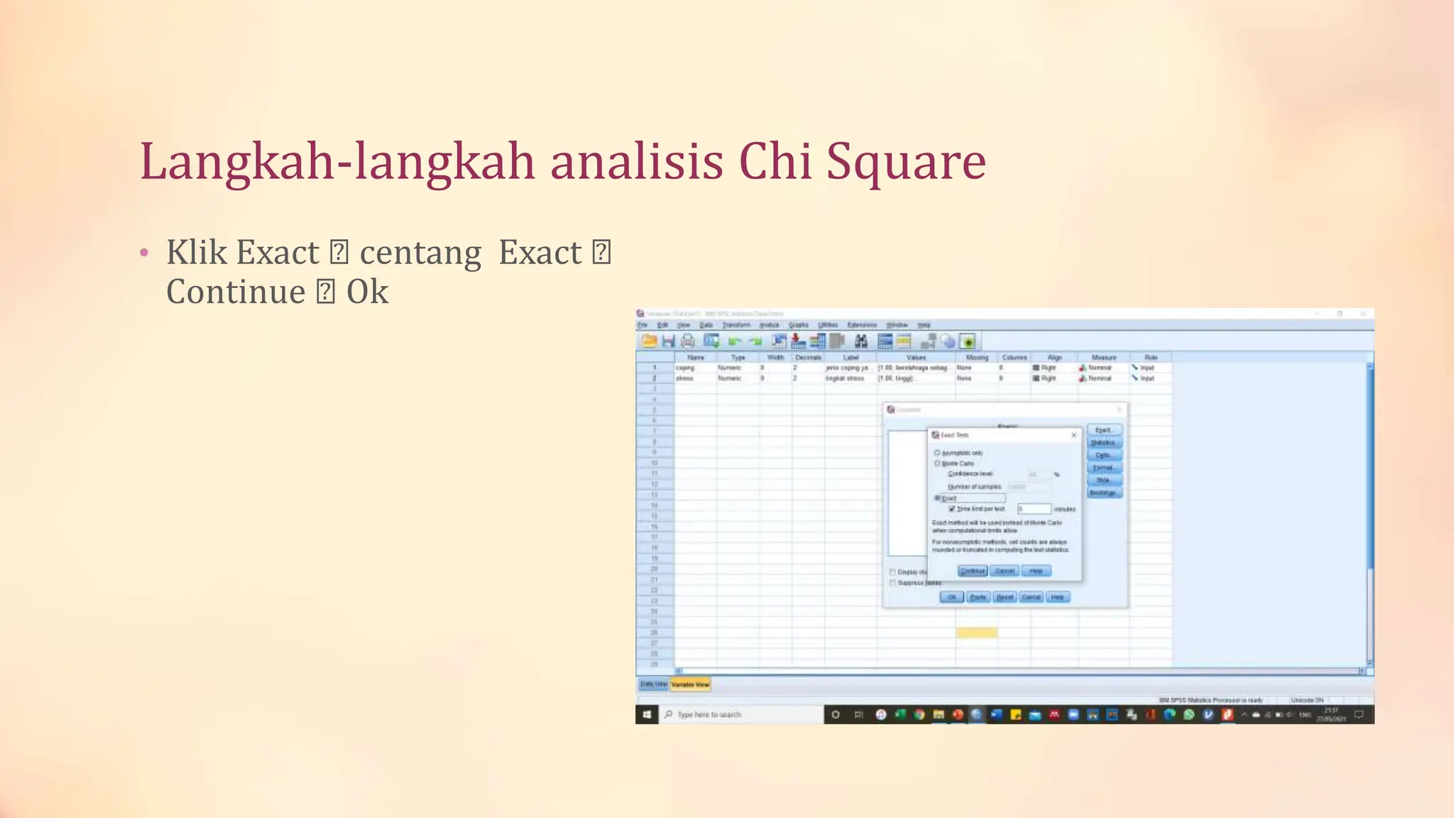 Analisis dengan Chi Square dan Perangkat Lunak SPSS | PPT