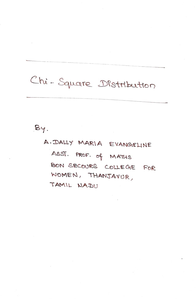 Chi Square Distribution Pdf