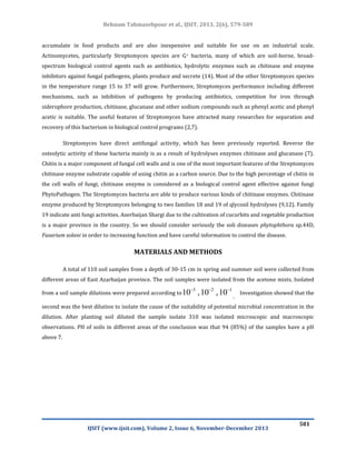 CHITINASE AS THE MOST IMPORTANT SECONDARY METABOLITES OF STREPTOMYCES ...