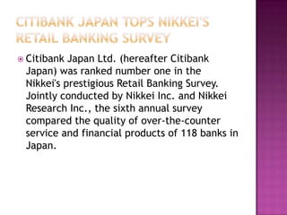 Citi Bank in Japan Case study | PPTX