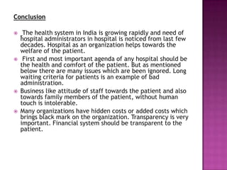 Problems being faced by Patients and staff in hospital | PPTX